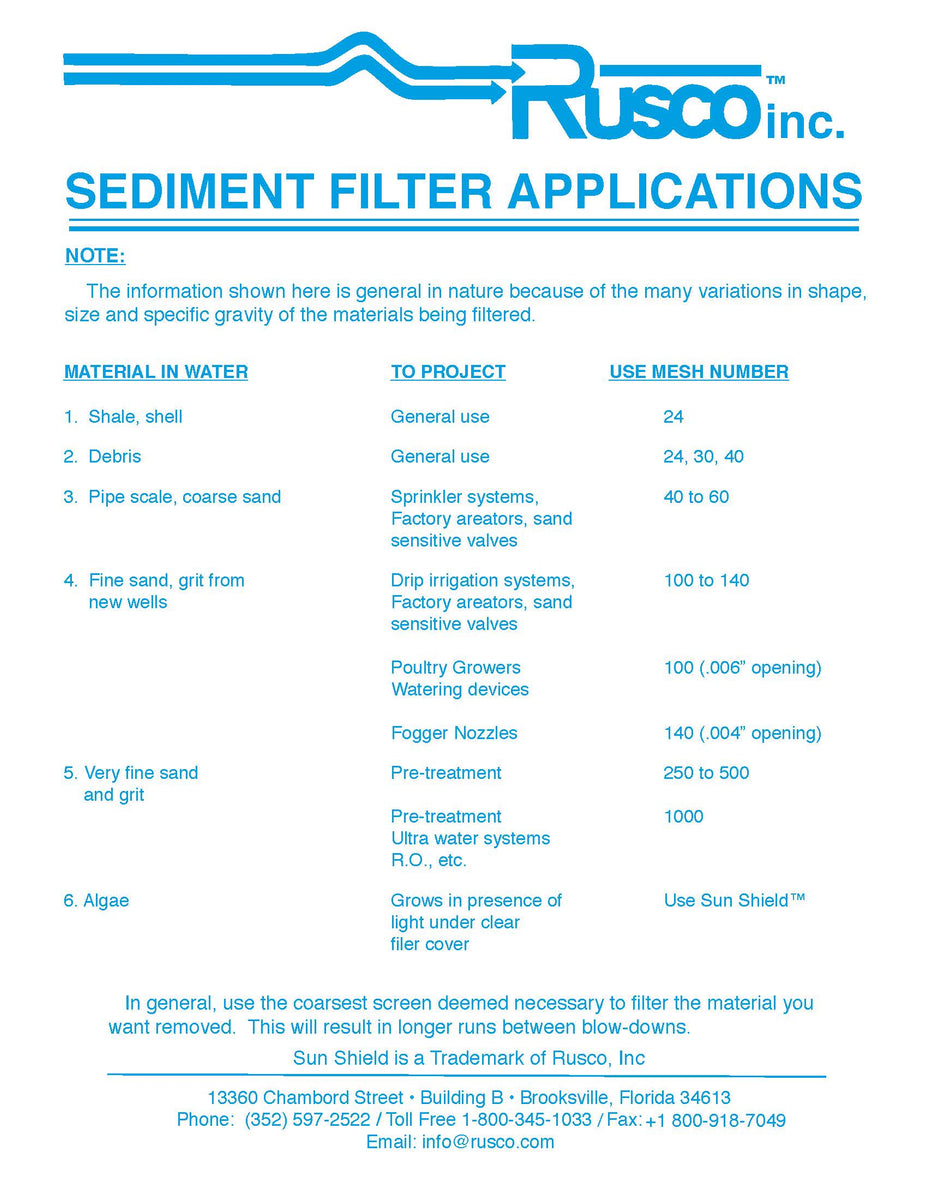 Rusco spin-down Polyester filter 24 to 1000 mesh size – Canadian Water ...